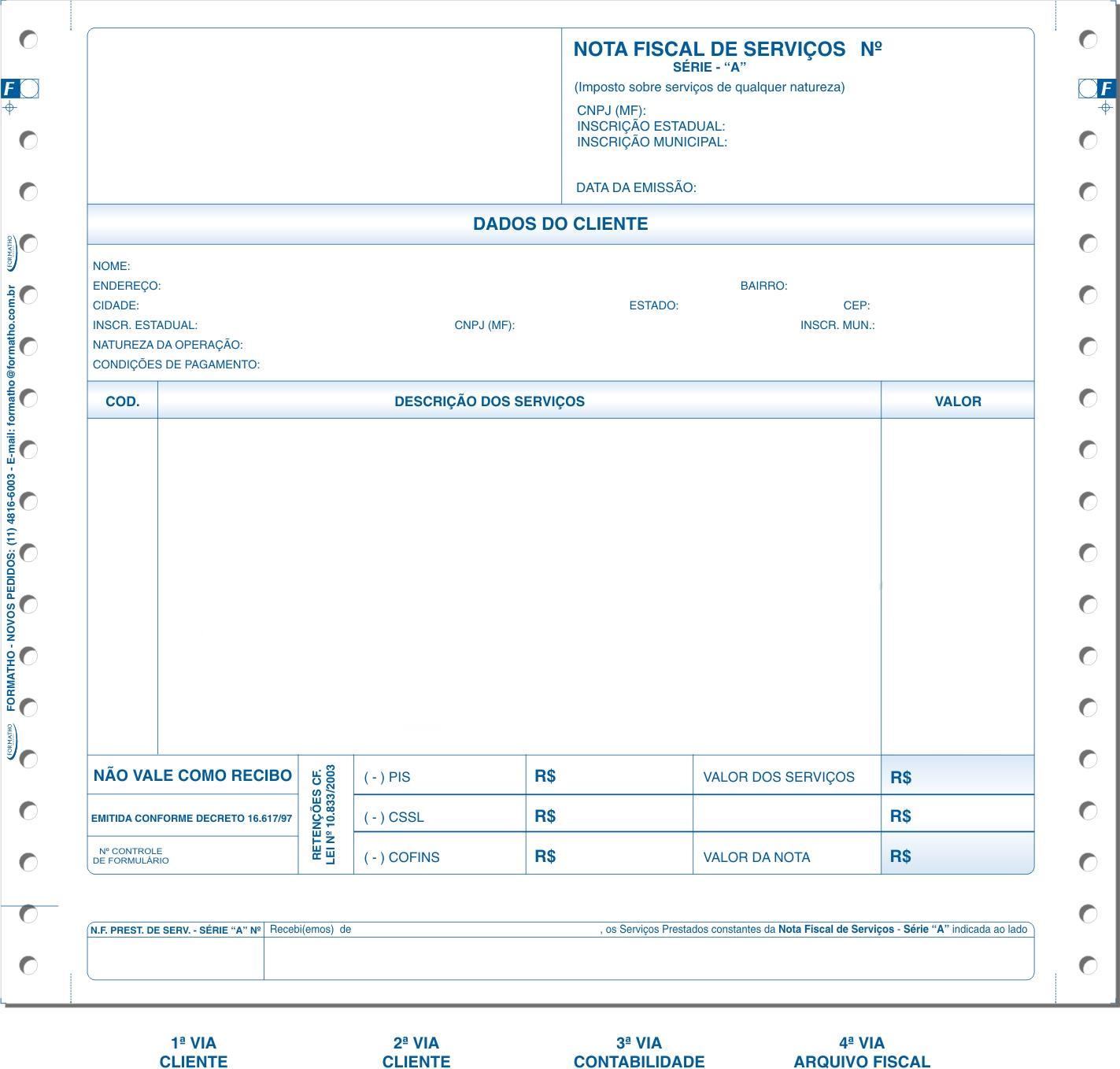 Jundiaí/SP - ISS - Nota Fiscal de Serviços - Modelo (Comentário ...