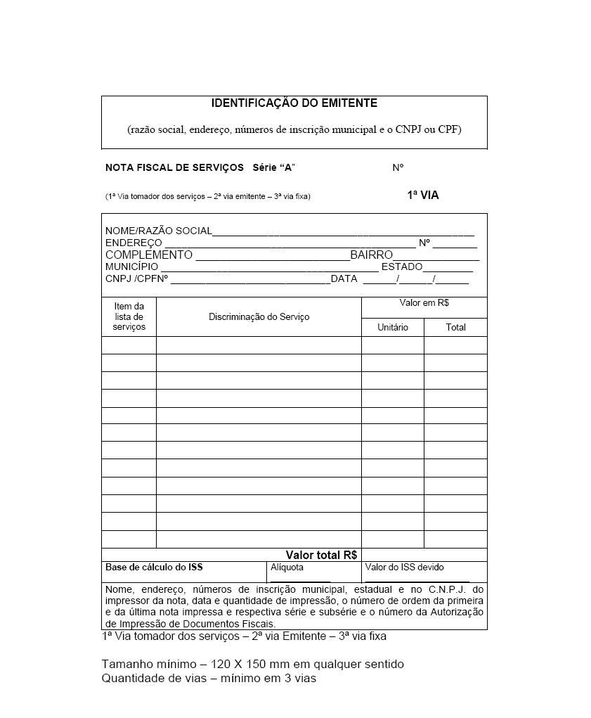 Londrina/PR - ISS - Nota Fiscal de Serviços - Modelo (Comentário ...