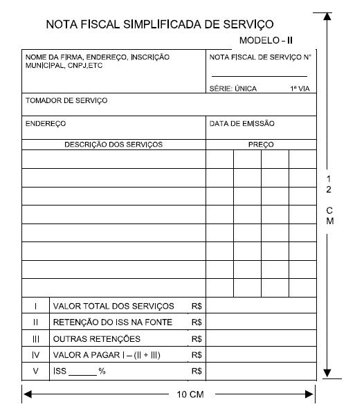Maceió/AL - ISS - Nota Fiscal Simplificada de Serviço - Modelo ...
