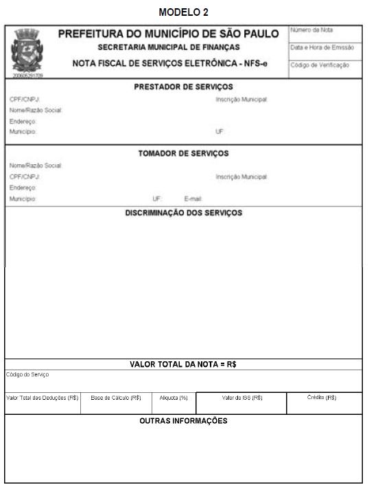 São Paulo/SP - ISS - Nota Fiscal de Serviços Eletrônica - Modelo ...